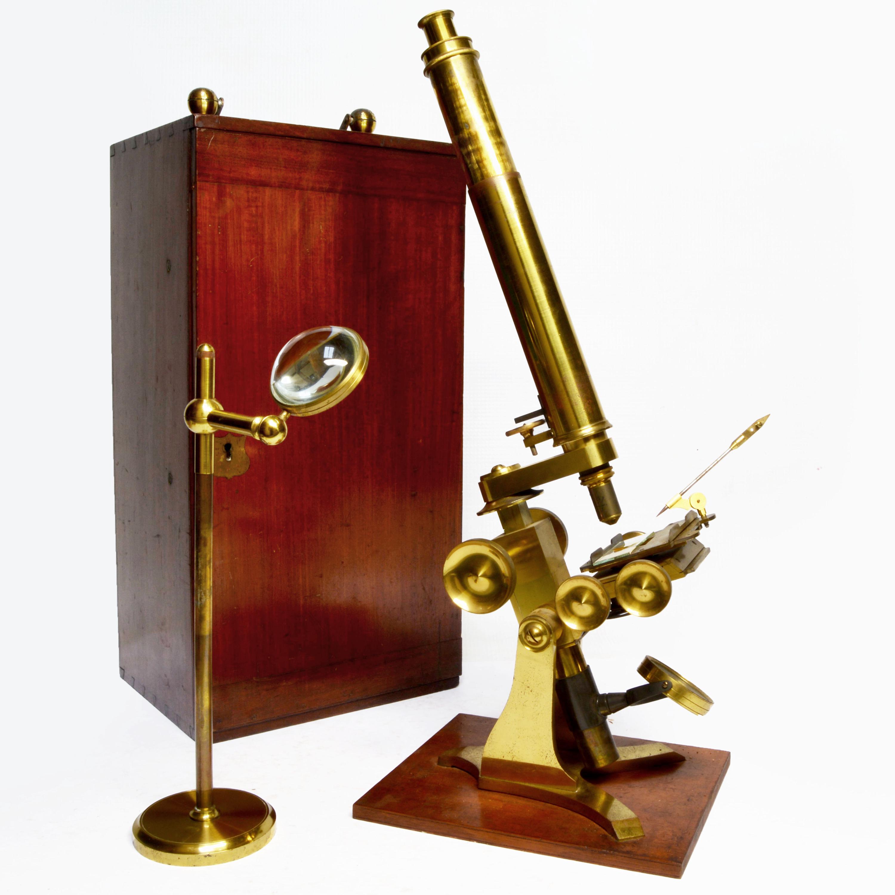 Antique Brass Microscope, Extremely Large, Bar Limb, Victorian Circa ...