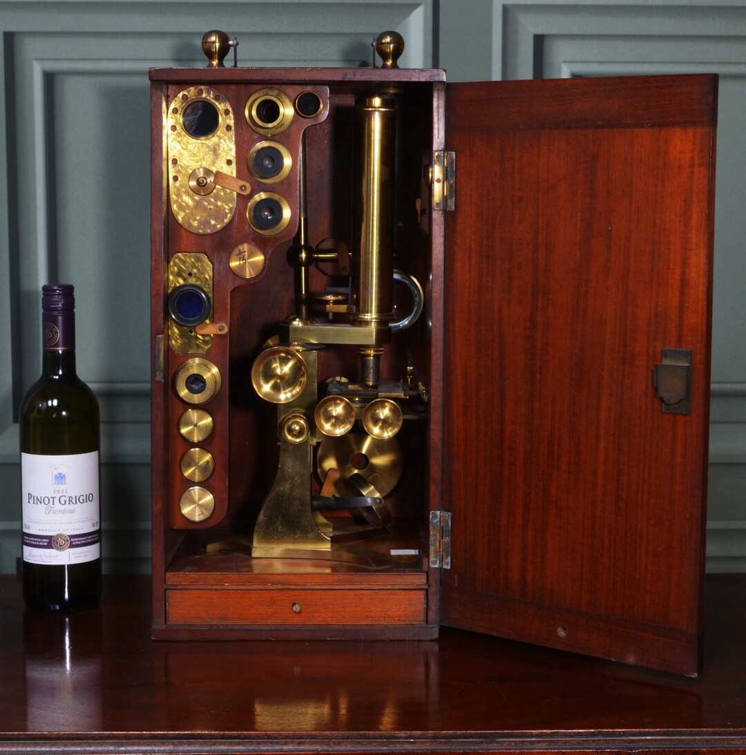 Antique Brass Microscope, Extremely Large, Bar Limb, Victorian Circa ...