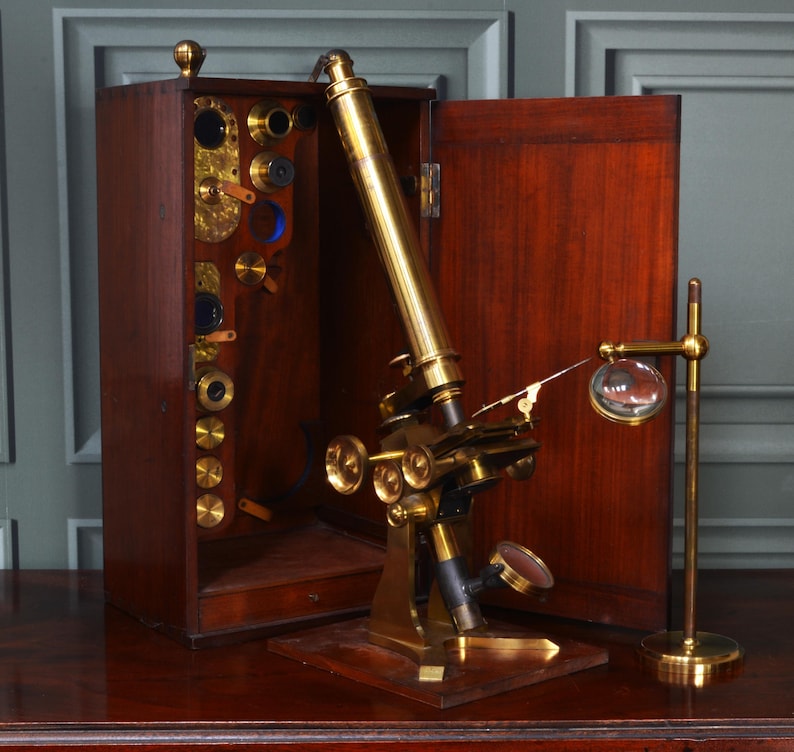 Antique Brass Microscope, Extremely Large, Bar Limb, Victorian Circa ...