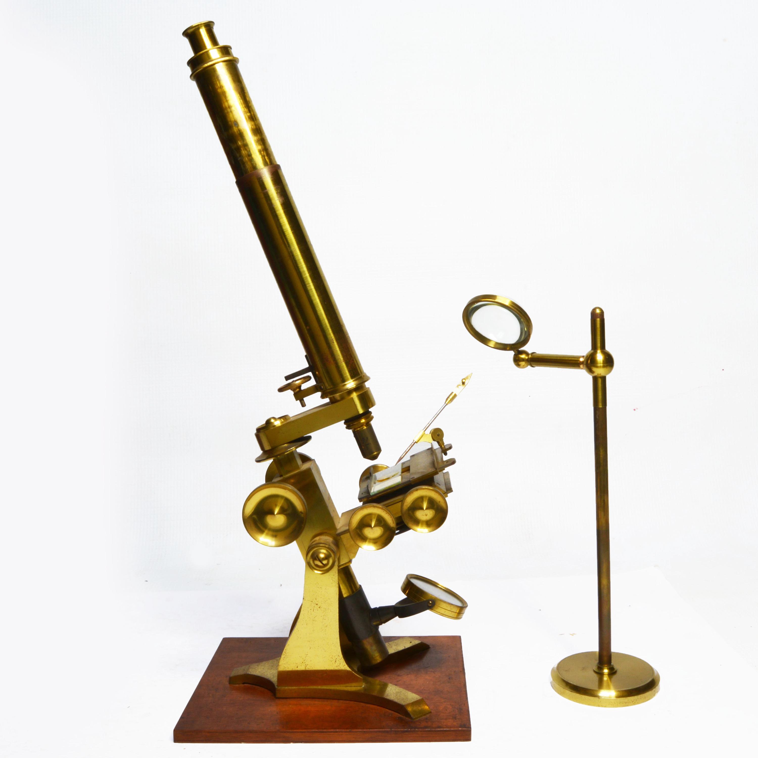 Antique Brass Microscope, Extremely Large, Bar Limb, Victorian Circa ...