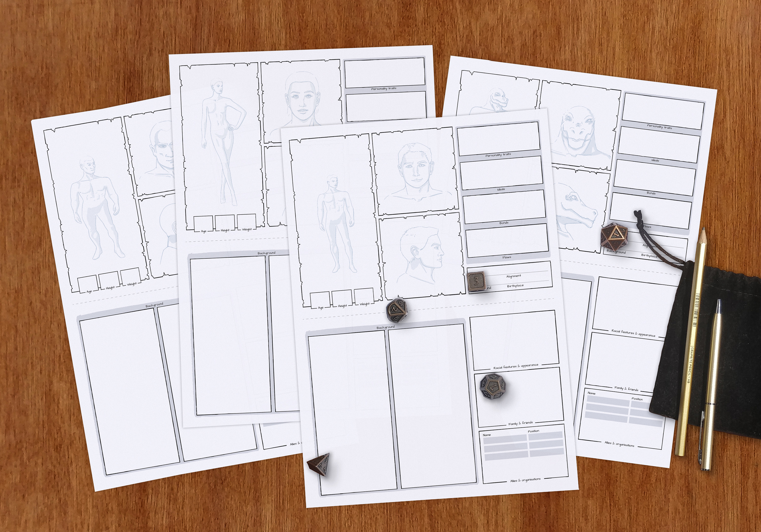 Extended Character Sheet - A5 | Landscape | Dnd 5e | PDF | Fillable ...