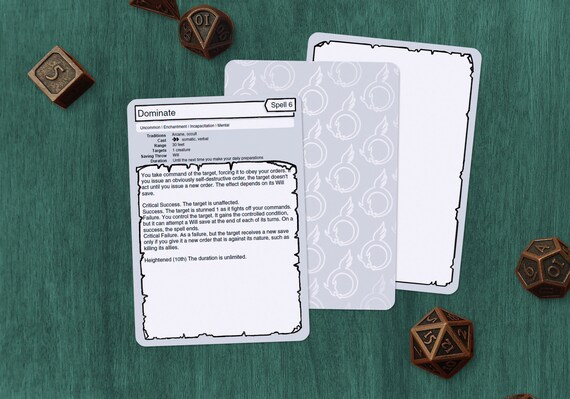 Spell Cards Pathfinder 2e PDF Fillable - Etsy
