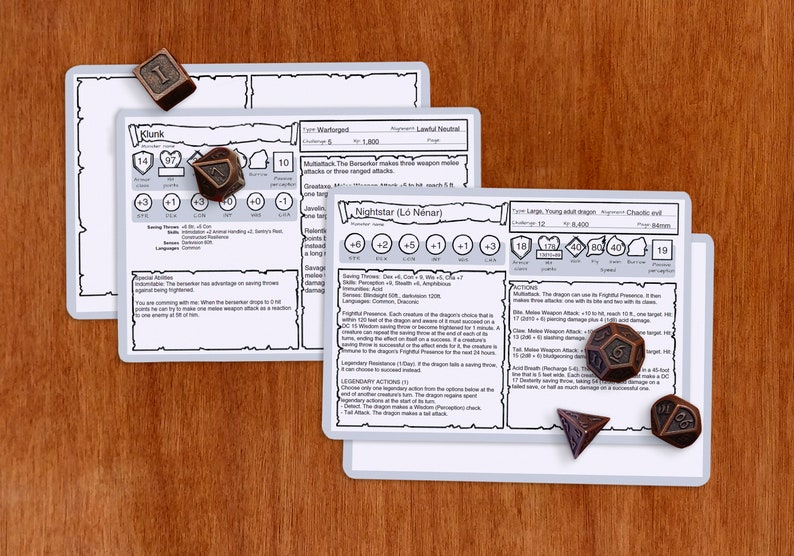 Monster Cards Dnd 5e PDF Fillable Same Size as the - Etsy