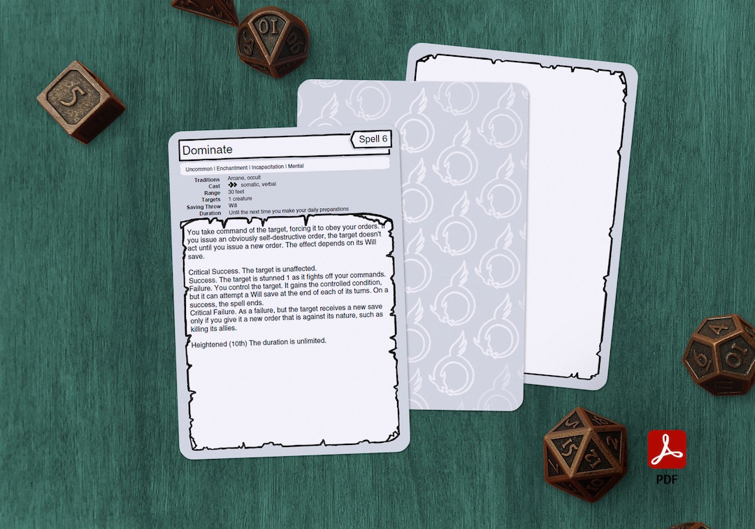 Spell Cards - Pathfinder 2e | PDF | Fillable - Etsy