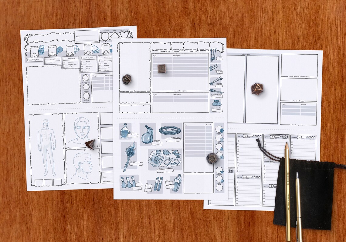 Extended Character Sheet A5 Landscape Dnd 5e PDF - Etsy