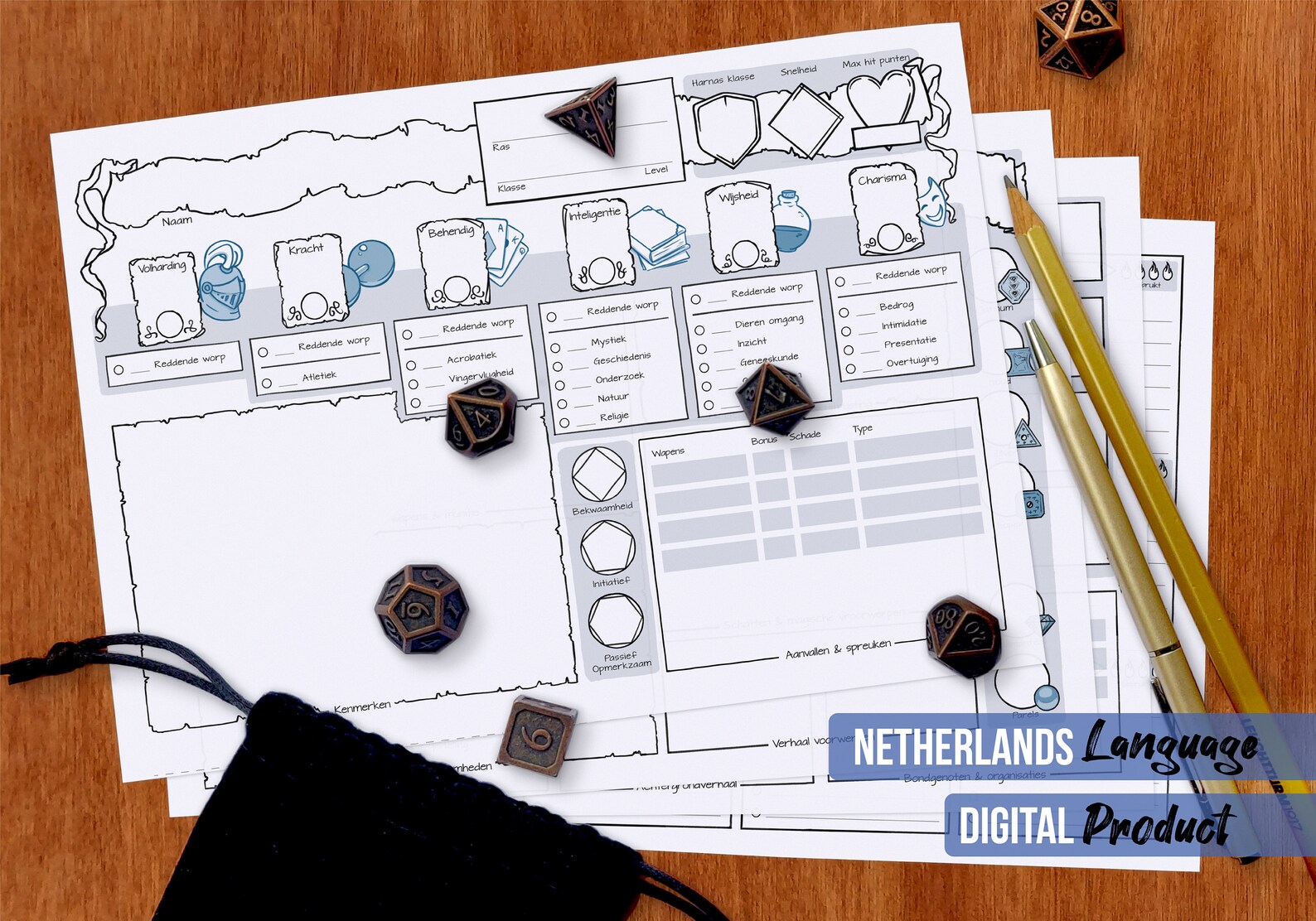 Dutch Character Sheet Nederlandse Dnd 5e A4/A5 PDF | Etsy
