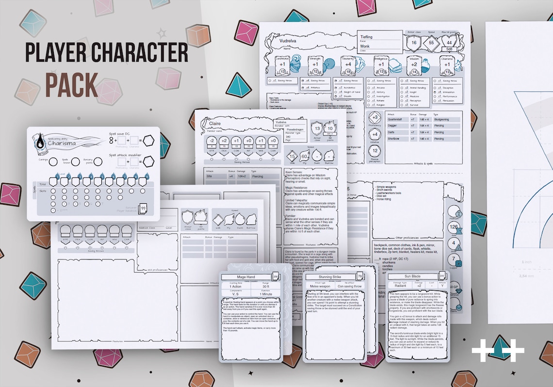 Player Character Pack Dnd 5e PDF Fillable - Etsy