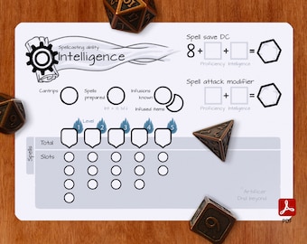 Artificer Alchemist Spell Slot Tracker Subclass Resource Tracker Dnd 5E ...