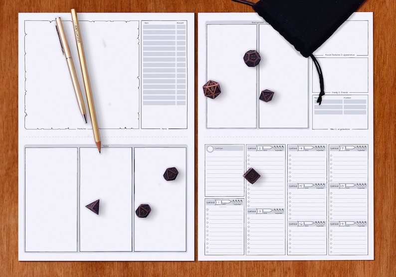 Extended Character Sheet - A5 | Landscape | Dnd 5e | PDF | Fillable ...