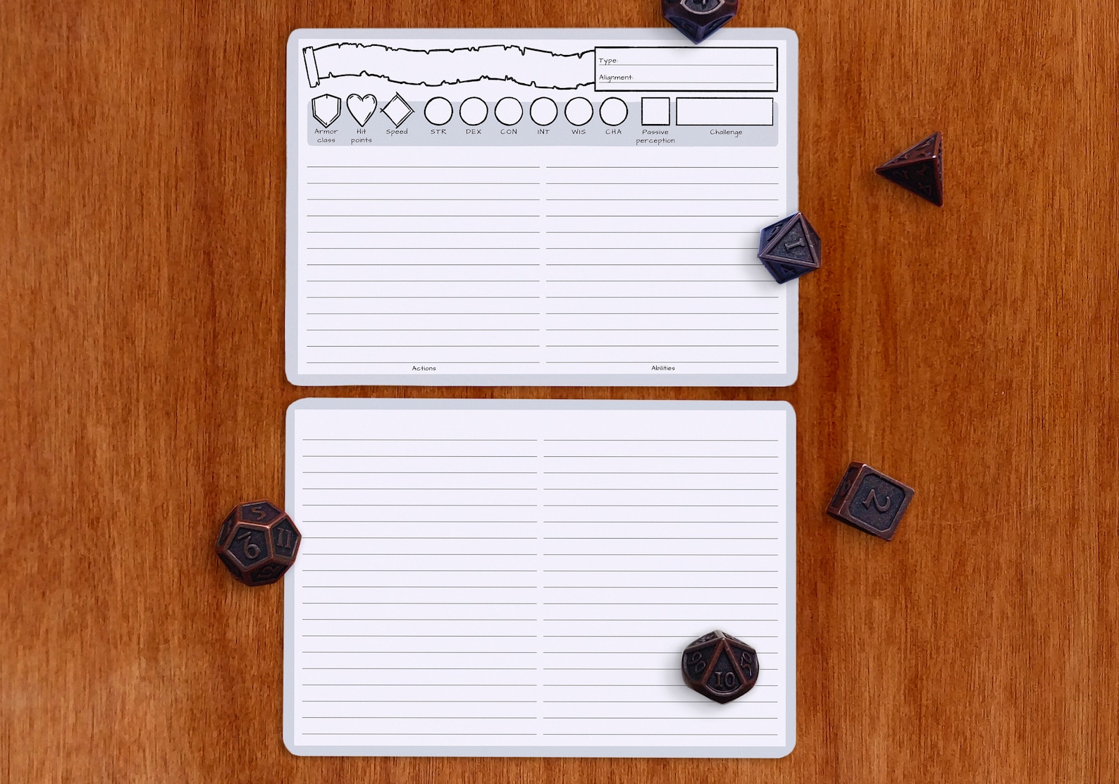 Monster Cards With Lines Dnd 5e PDF Fillable Same Size - Etsy