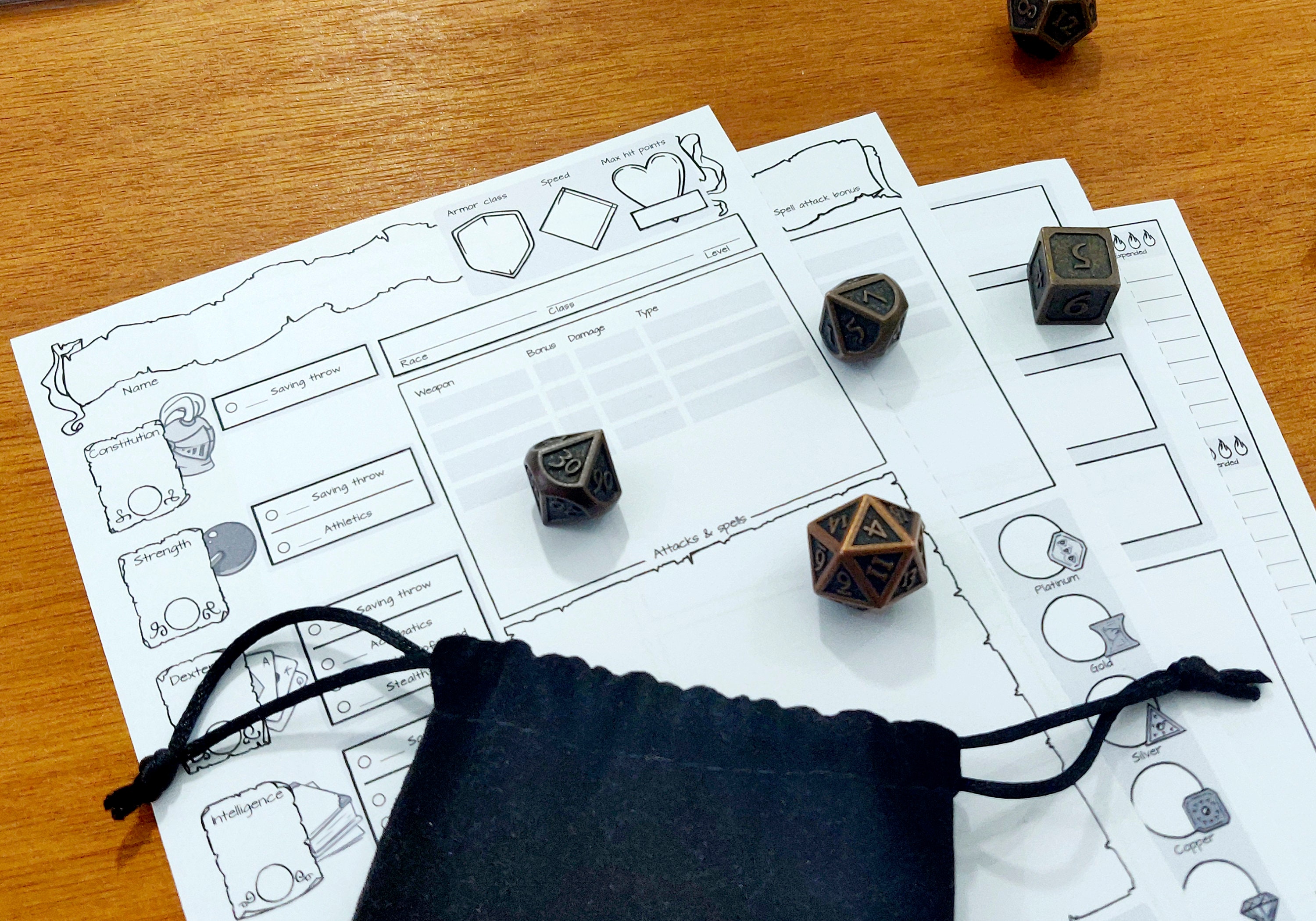 Simplified Character Sheet - A5 | Portrait | Dnd 5e | PDF | Fillable ...