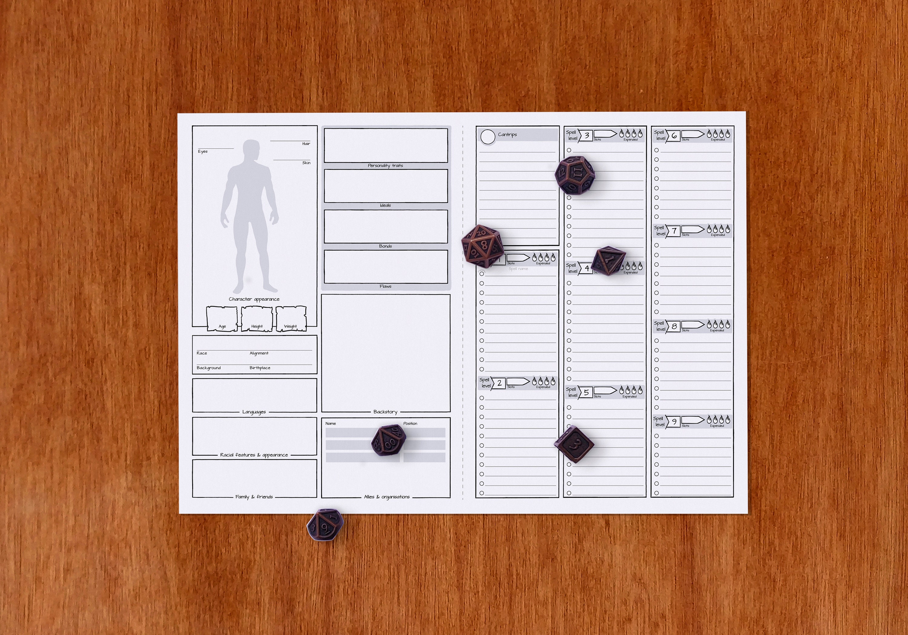 Simplified Character Sheet - A5 | Portrait | Dnd 5e | PDF | Fillable ...