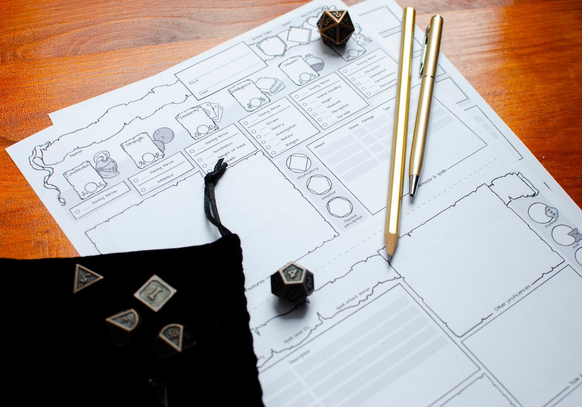 Simplified Character Sheet A5 DnD 5e PDF Fillable | Etsy