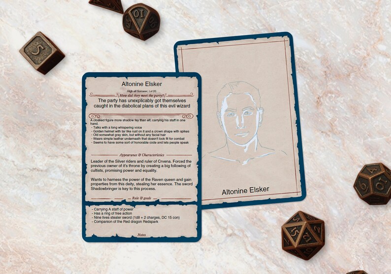 NPC Cards full Color Dnd 5e PDF Fillable - Etsy