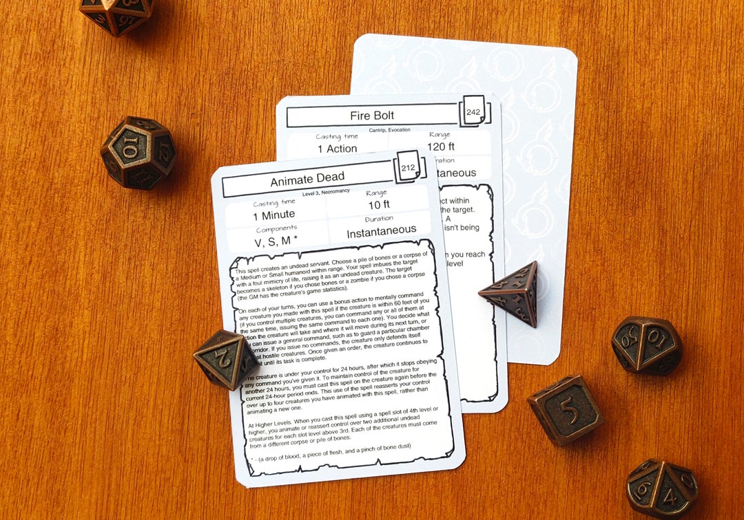 Spell Cards Dnd 5e PDF Fillable Same Size as the - Etsy