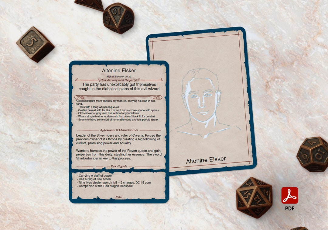 NPC Cards [full Color] - Dnd 5e | PDF | Fillable - Etsy