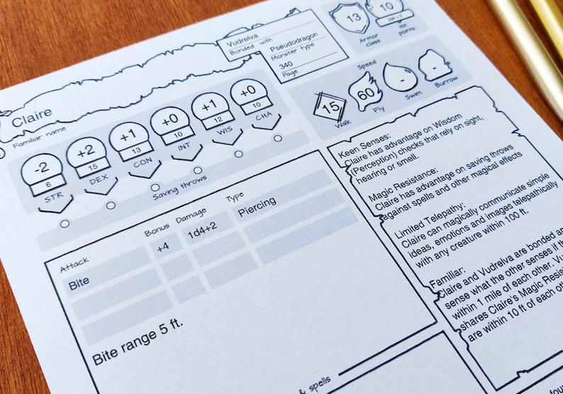 5e Familiar Form Fillable Sheet - Printable Forms Free Online