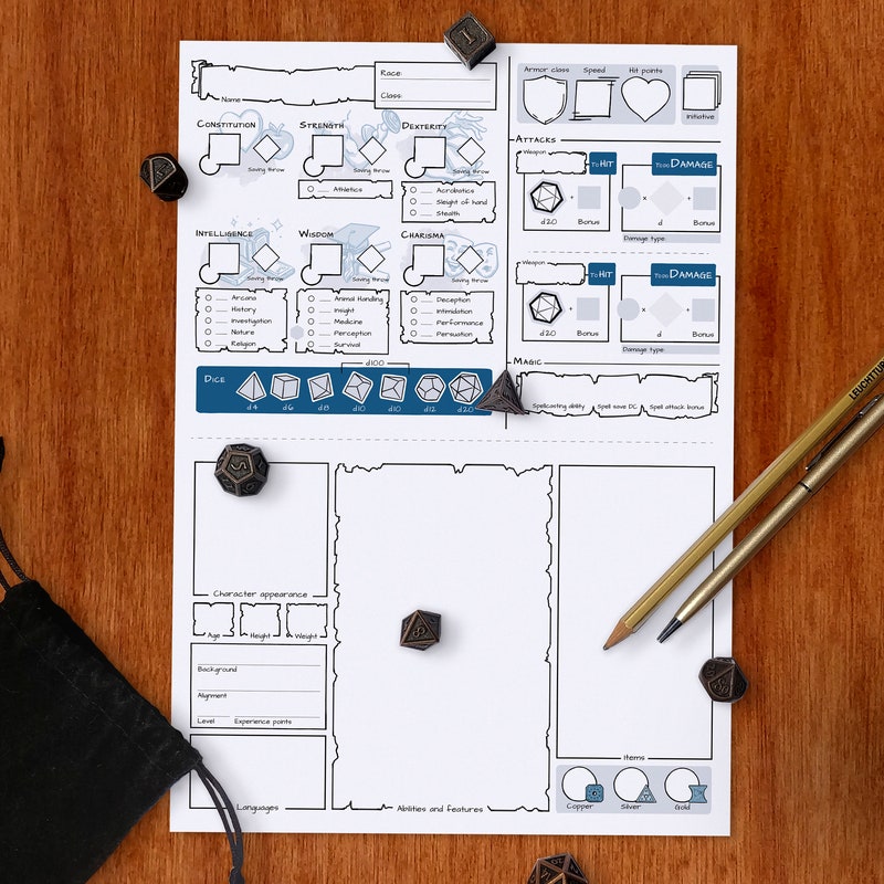 Dnd Character Sheet Template Kids - Etsy