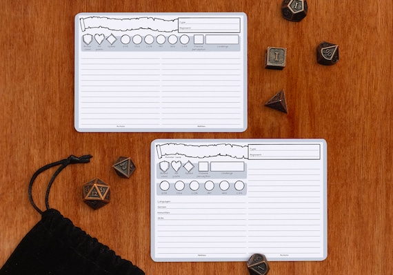 Monster Cards With Lines Dnd 5e PDF Fillable Same Size - Etsy