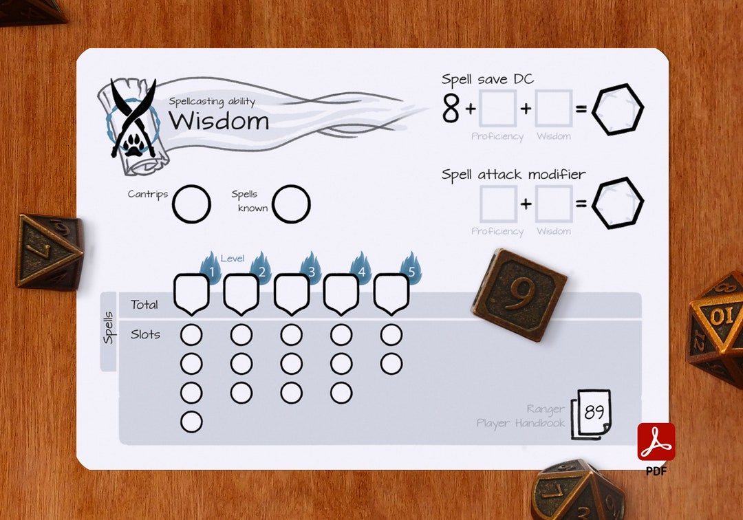 Ranger Spell Slot Tracker – Dnd 5e | PDF - Etsy