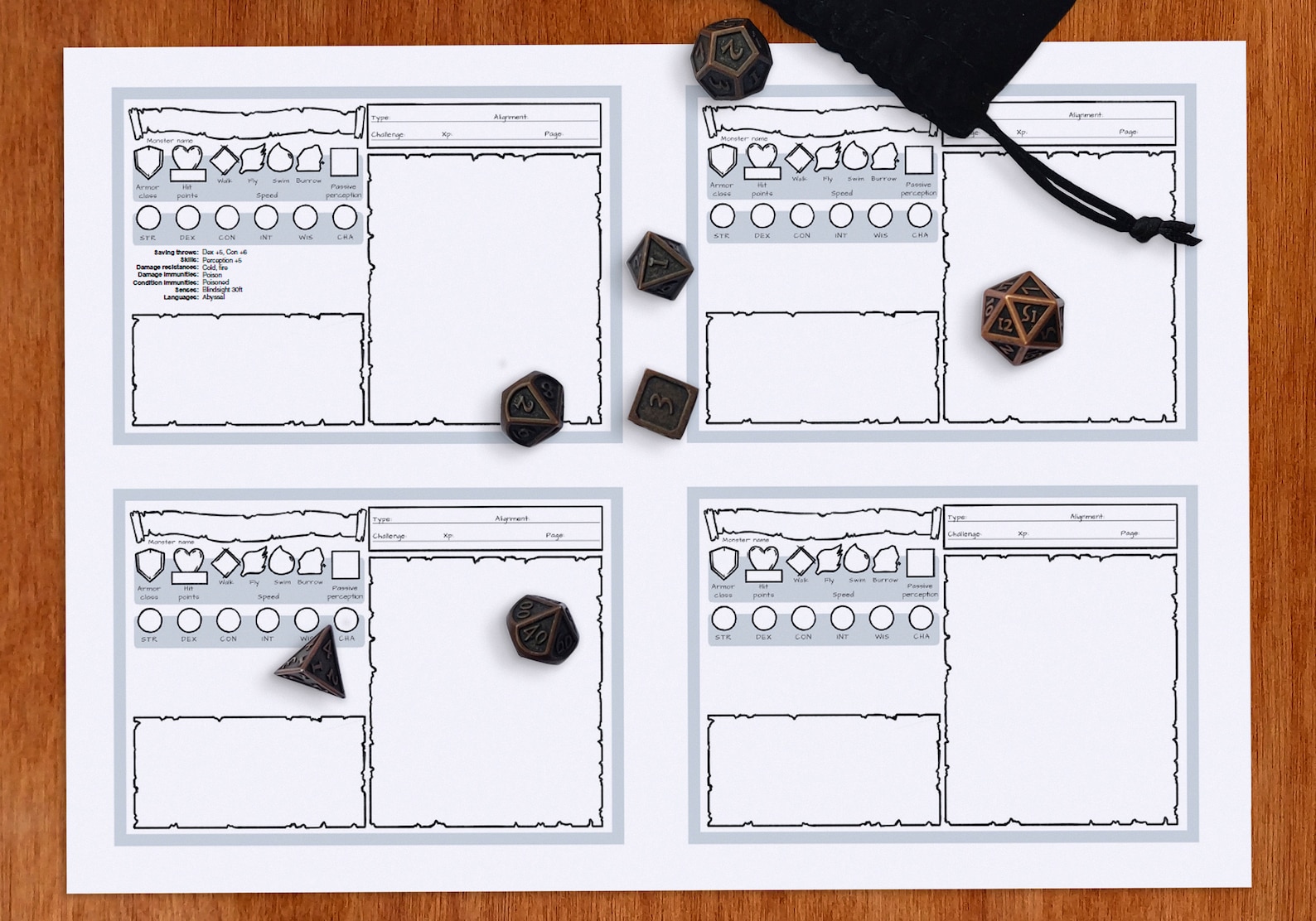 Monster Cards - Dnd 5e | PDF | Fillable | Same Size as the Official - Etsy