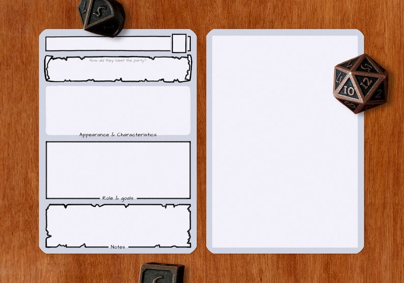 NPC Cards - Dnd 5e | PDF | Fillable - Etsy