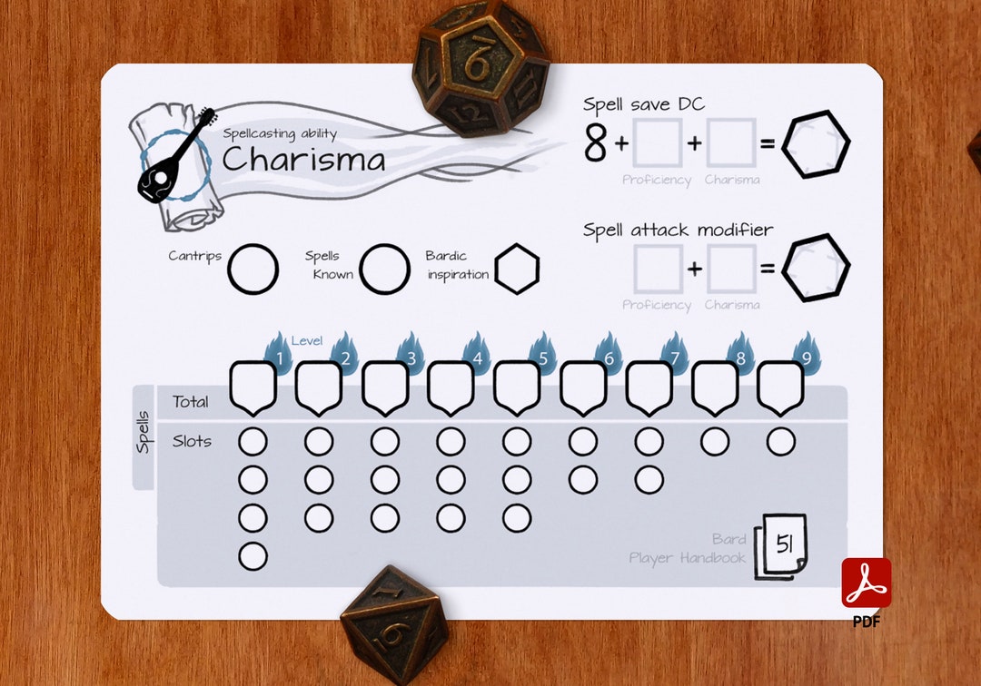 Bard Spell Slot Tracker – Dnd 5e | PDF - Etsy