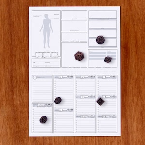 German Character Sheet - Deutsche | Dnd 5e | A4/A5 | PDF | Fillable - Etsy