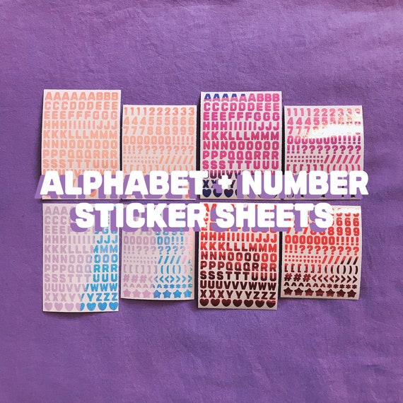 ALPHABET NUMBER Holographic Sticker Sheets | Etsy