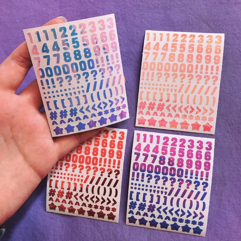 ALPHABET NUMBER Holographic Sticker Sheets for Polcos - Etsy