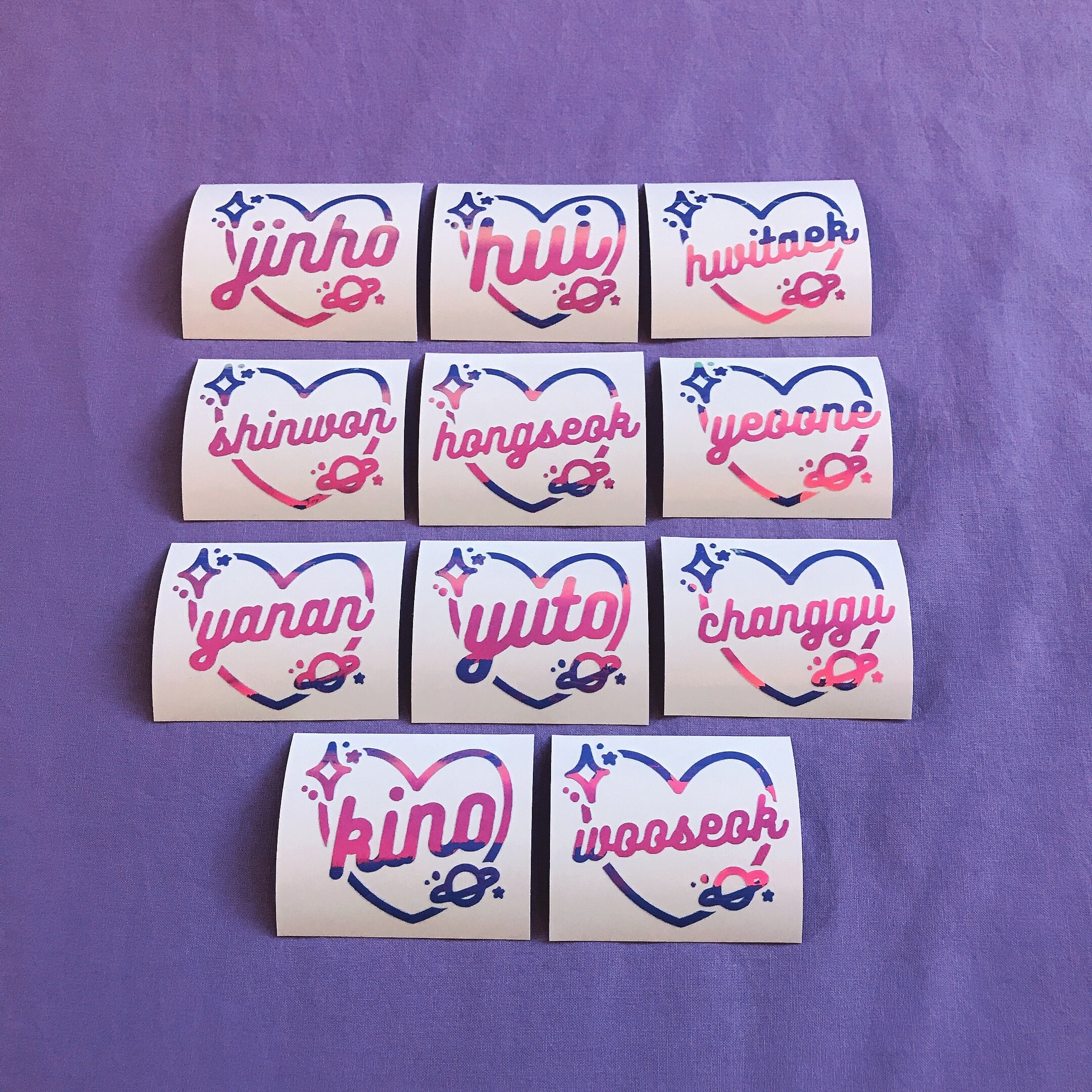 Pentagon UNI Heart Lightstick Holographic Decal Stickers | Etsy