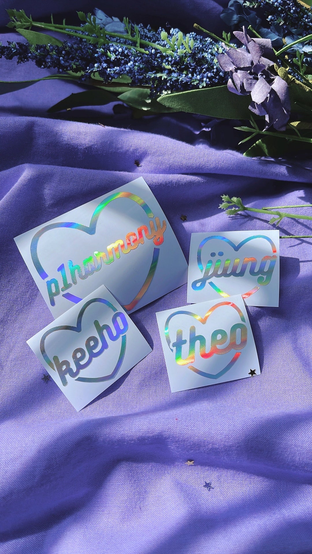 P1HARMONY Simple Heart Lightstick Holographic Decal Stickers for P1ece ...