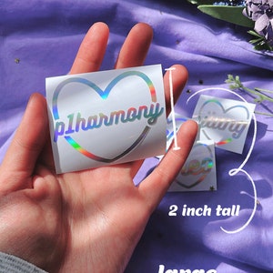 P1HARMONY Simple Heart Lightstick Holographic Decal Stickers for P1ece ...