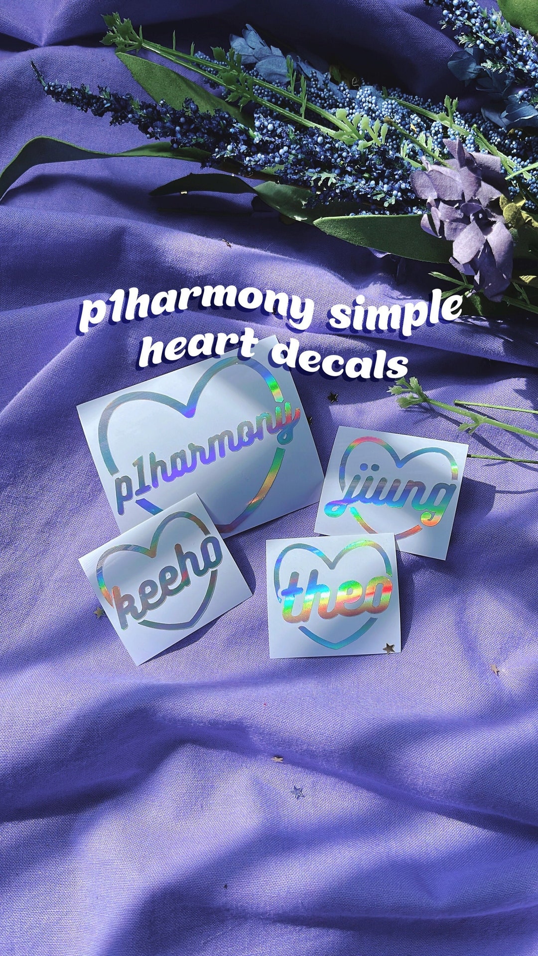 P1HARMONY Simple Heart Lightstick Holographic Decal Stickers - Etsy