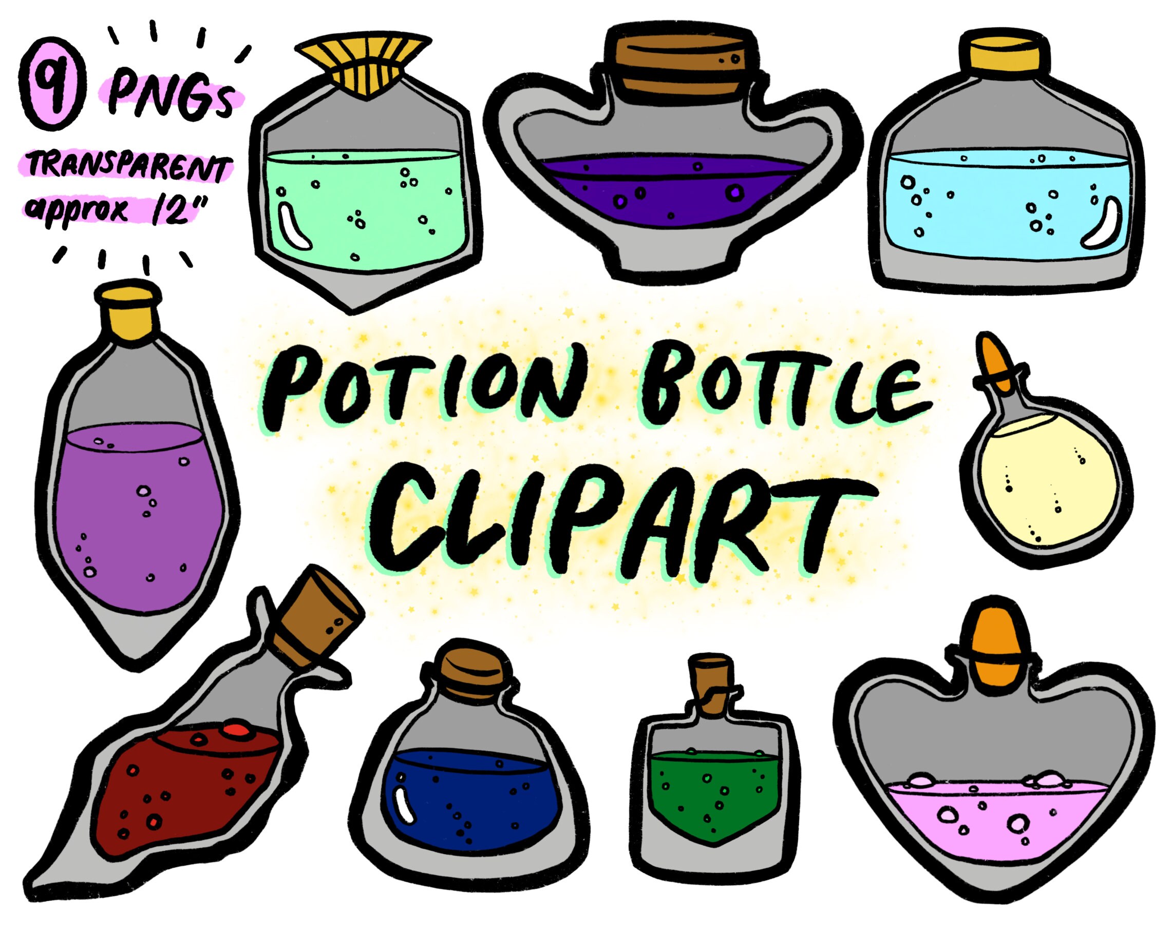 Potions Clipart Illustrative Clip Art 9 Transparent PNG - Etsy Hong Kong