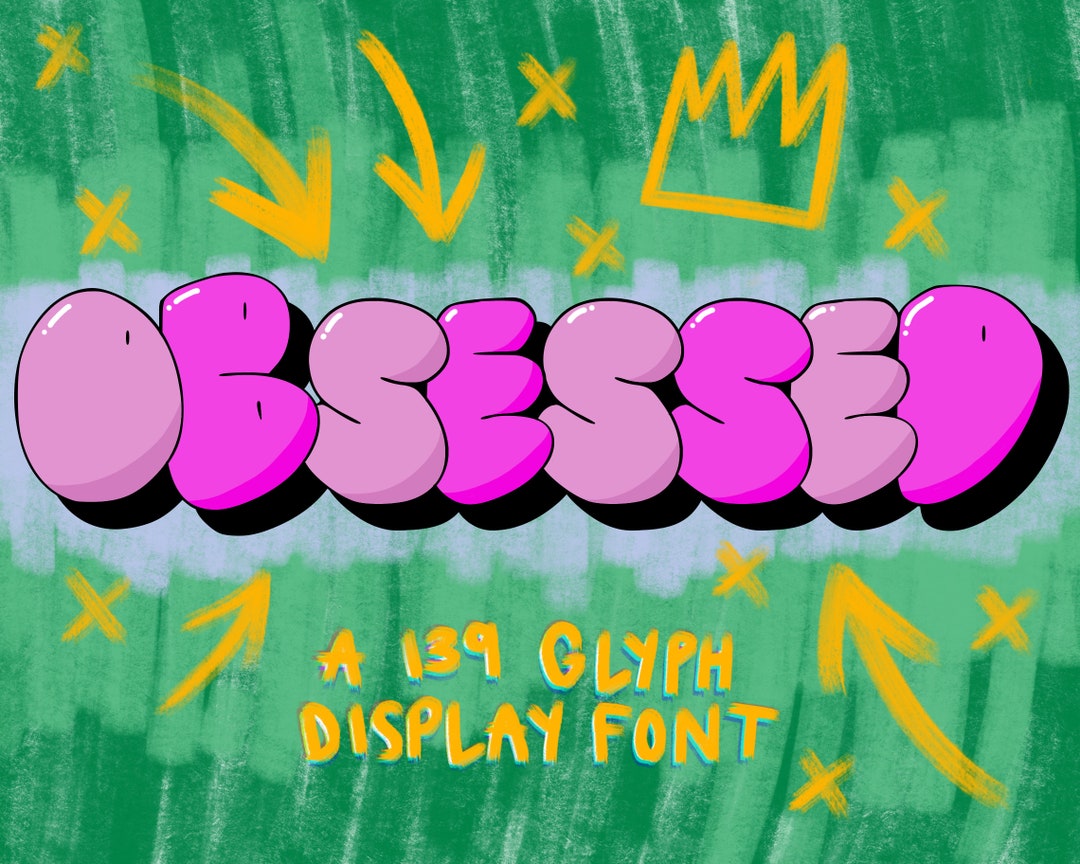 OBSESSED 90s Aesthetic Bubble Font Cute Display Typeface Retro Futurism ...