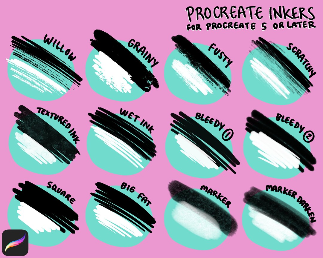 Procreate Ink Brushes 12 Digital Liners for Procreate 5 Brushes for ...