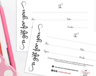 Editable Gift Card Template With Logo, DIY Printable Gift Voucher ...