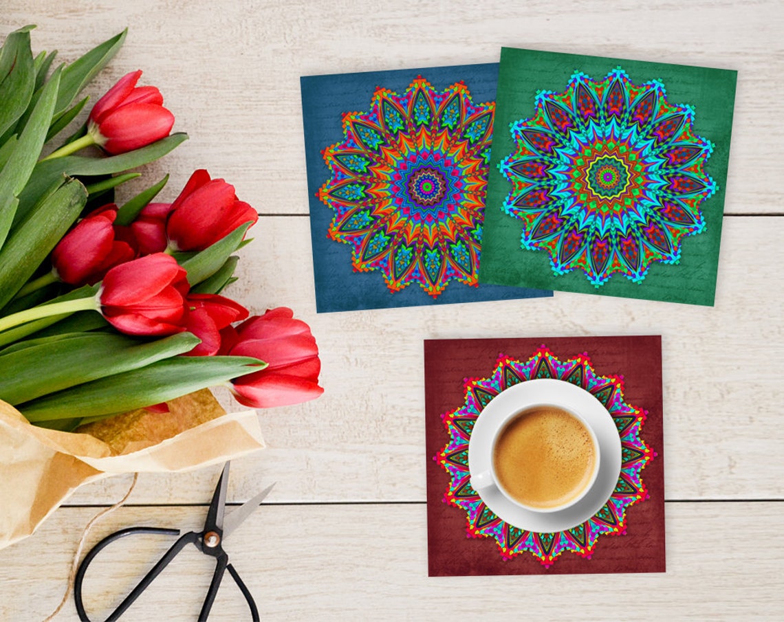 Images for Coasters MANDALA Printable Download 3.8x3.8 Inch Tiles ...