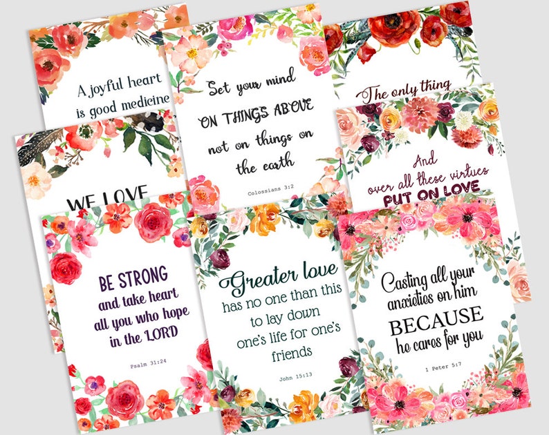 Bundles of 8 Printable Bible Verses Cards Mini Cards 2,5x3,5 Scripture ...