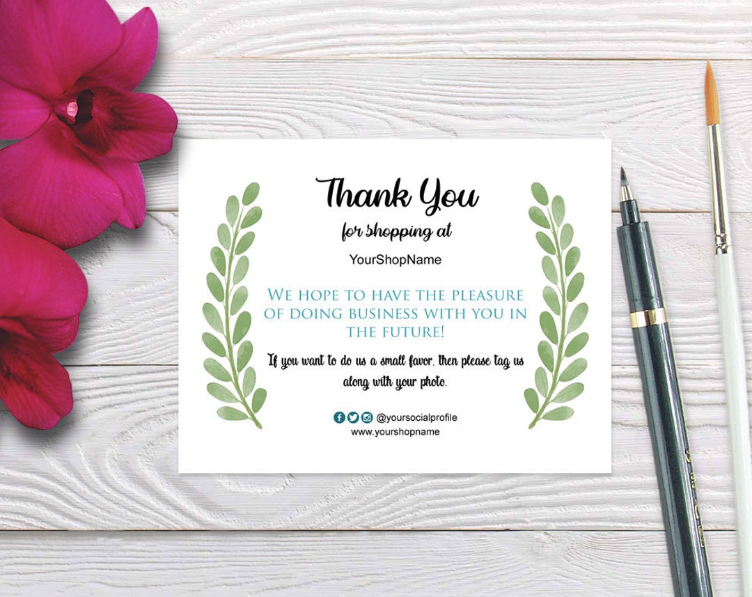 Business Thank You for Shopping Card Template, Printable Thank You for ...