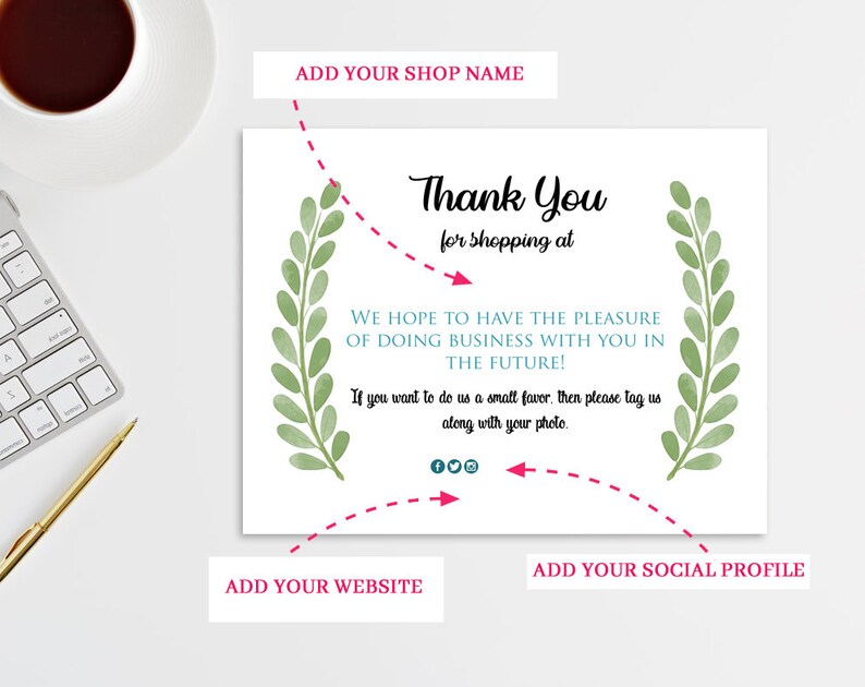 Business Thank You for Shopping Card Template, Printable Thank You for ...