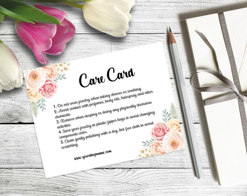 Custom Care Instruction Cards, Jewelry Care Cards, Printable Packaging ...