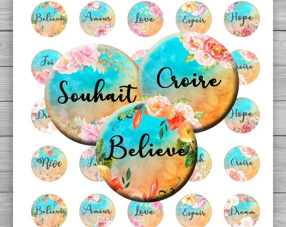 Printable Collage Sheet Calligraphy French and English Words - Etsy