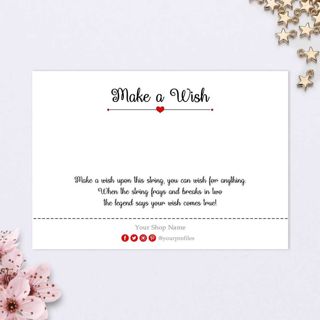 Printable Friendship Bracelet Display Cards, Customizable Make a Wish ...