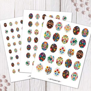 Printable Collage Sheet Folk Art, Folklore Flowers Cabochon Images for ...