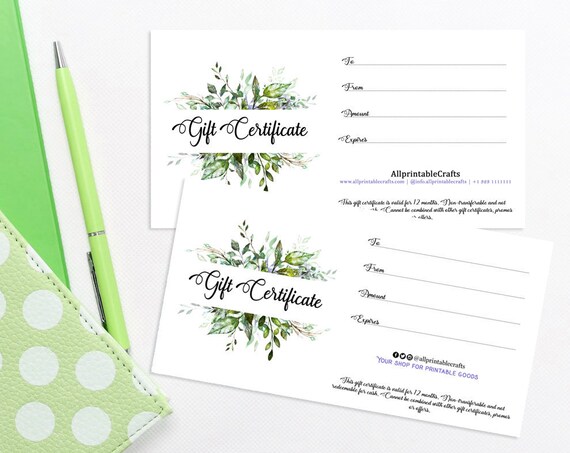 Personalized Gift Card Template Custom Gift Certificate Gift - Etsy