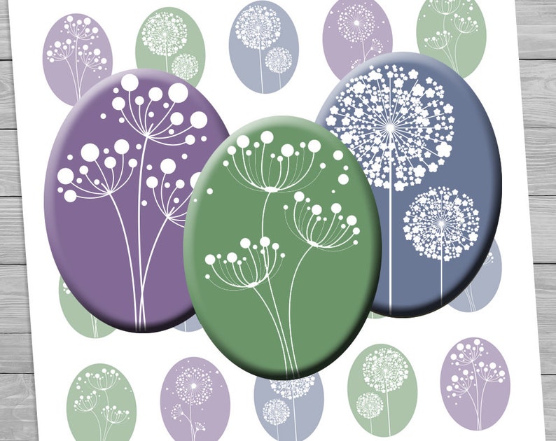 Dandelion Printable Collage Sheet Digital Images for Cabochon, Ovals ...