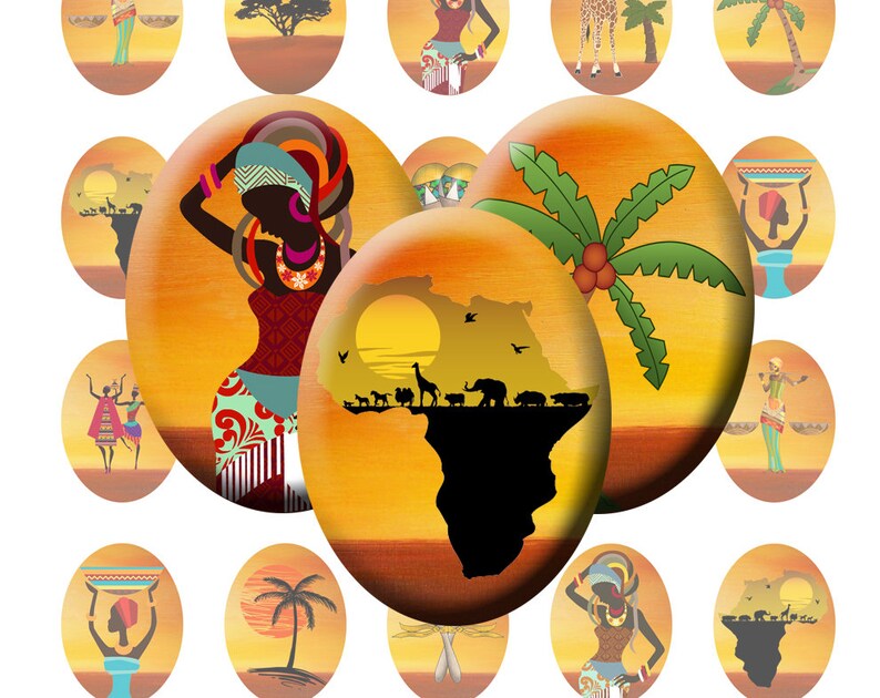Africa Oval Images for Pendants 30x40mm, 18x25mm, 13x18mm Digital ...