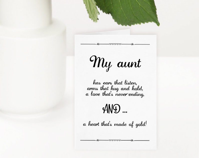 Aunt Appreciation Card 4x6 & 5x7 Aunties Gift Printable Aunt - Etsy